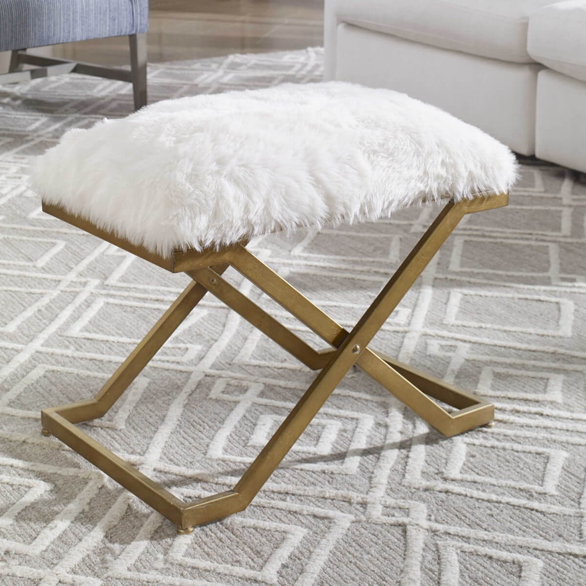 Farran Small Bench, Gold | Poonam's by Design