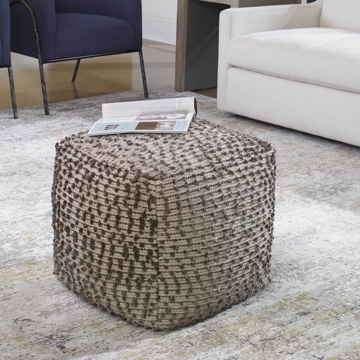 Valda Pouf, Linen | Poonam's by Design